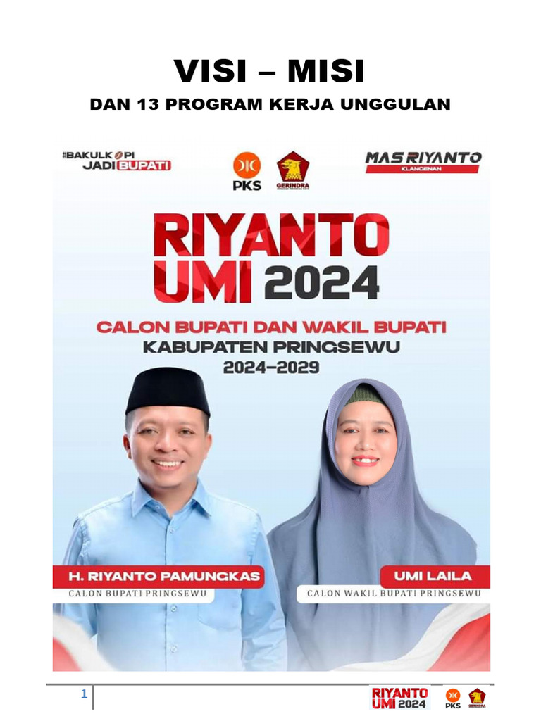 Visi Misi Paslon Riyanto - Umi | PDF