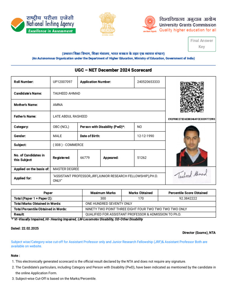 University Grants Commission (UGC) - NET - India | PDF | Qualifications