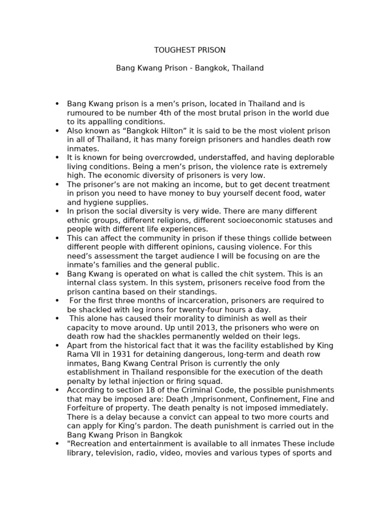 Toughest Prison Bang Kwang Prison | PDF | Prison | Rehabilitation (Penology)