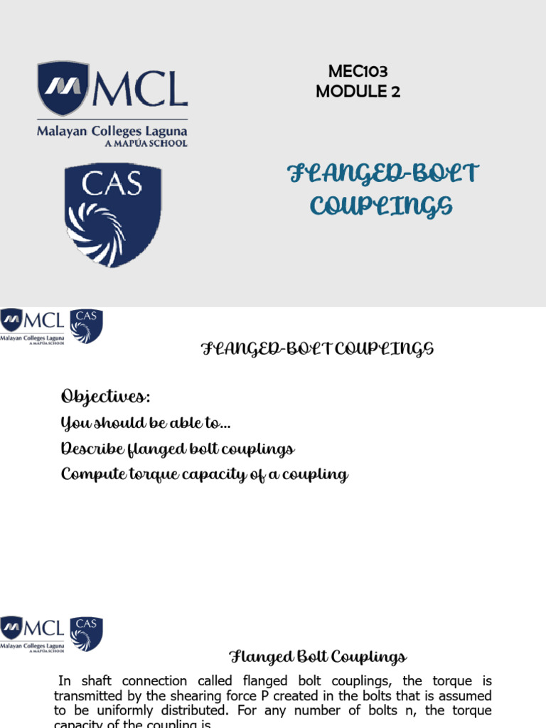 MEC103 MOdule 2 Flanged Bolt Coupling | PDF | Screw | Stress (Mechanics)