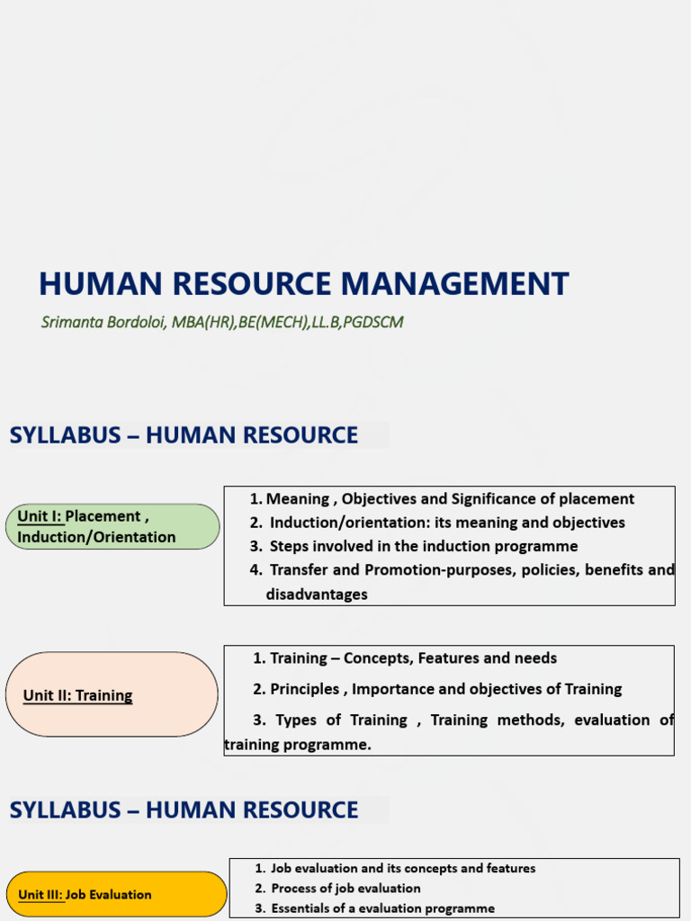 Human Resources Presentation Semester 2 Unit 1 | PDF | Employment | Human Resource Management