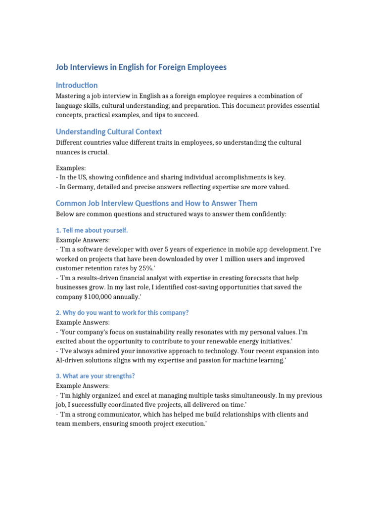 Job Interviews in English | PDF | Job Interview | Employee Retention
