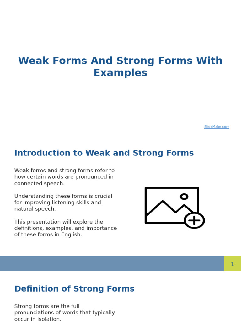 Weak Forms and Strong Forms With Examples | PDF | Stress (Linguistics) | Phonetics