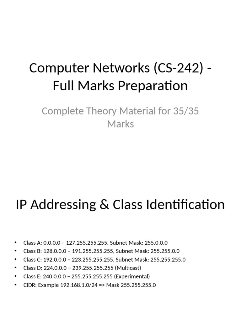 Computer Networks CS-242 Full Marks Complete | PDF