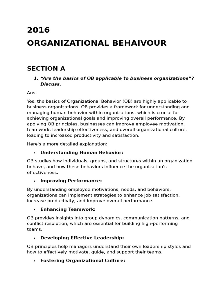 Organizational Behaviour 2016 | PDF | Motivational | Motivation