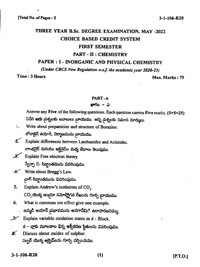 4819all Chemistry Old Question Papers | PDF | Physical Sciences ...