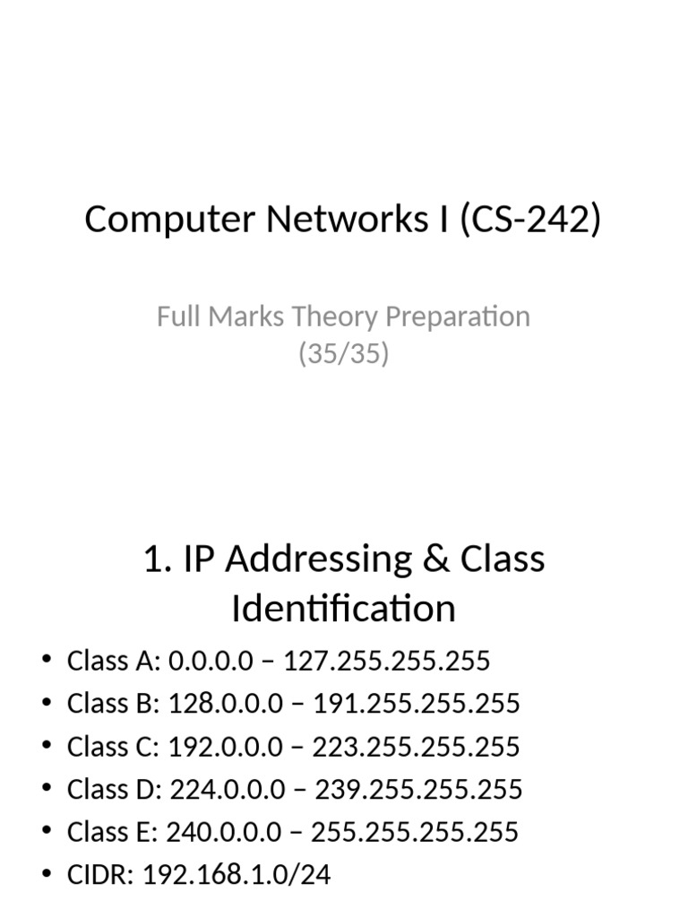 Computer Networks CS-242 Full Marks Prep | PDF