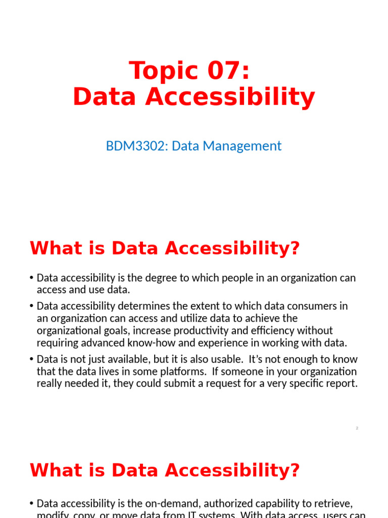 07 Data Accessibility Week 11 V2 | PDF | Databases | Sql