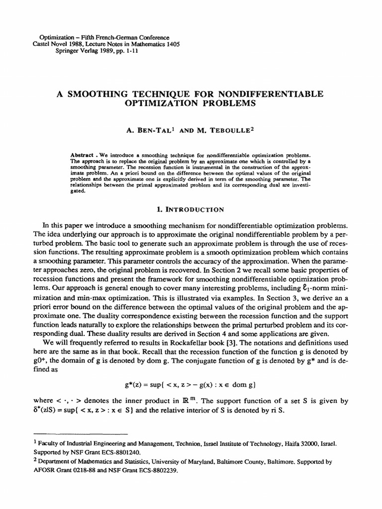 A Smoothing Technique For Nondifferentiable Optimization Problem | PDF | Mathematical ...