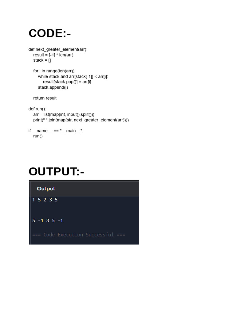 Next Greater Element In An Array Pdf