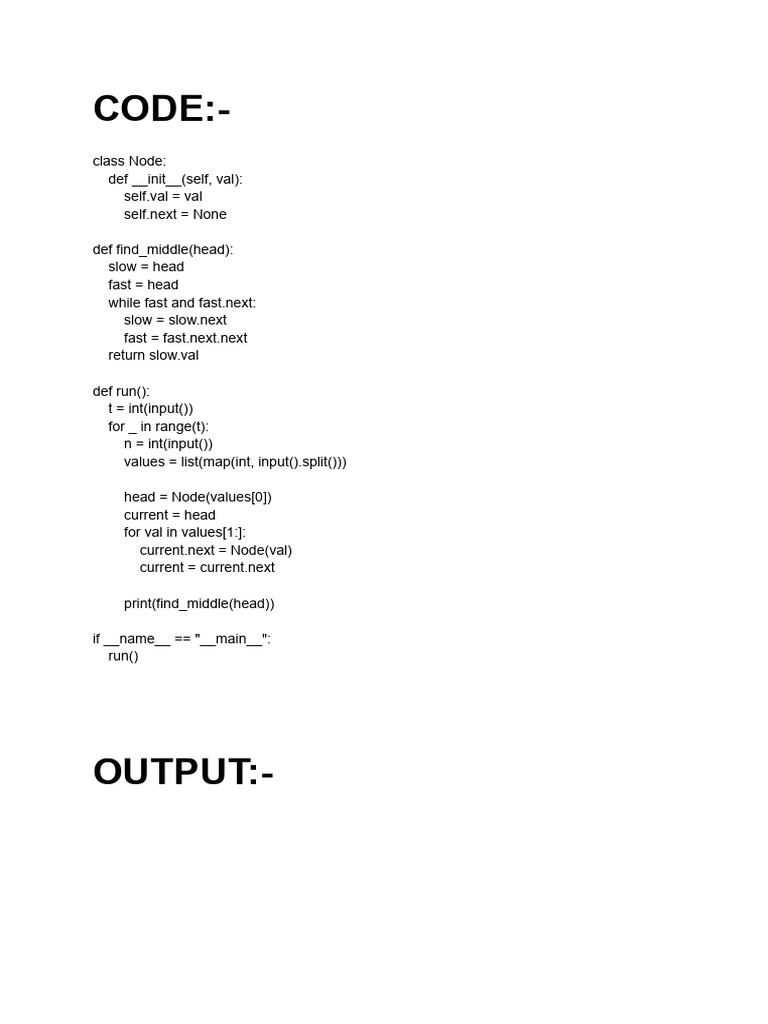 Middle Element of a Linked List | PDF
