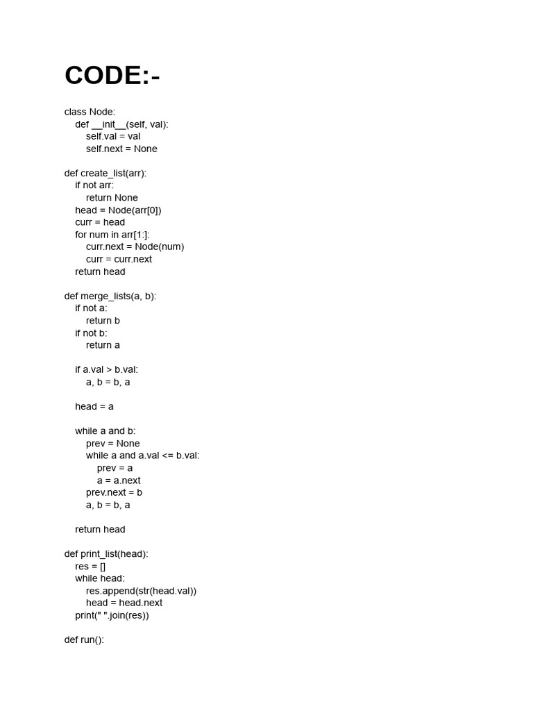 Merging sorted Linked List | PDF
