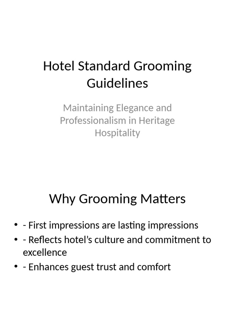 Hotel Standard Grooming Presentation | PDF