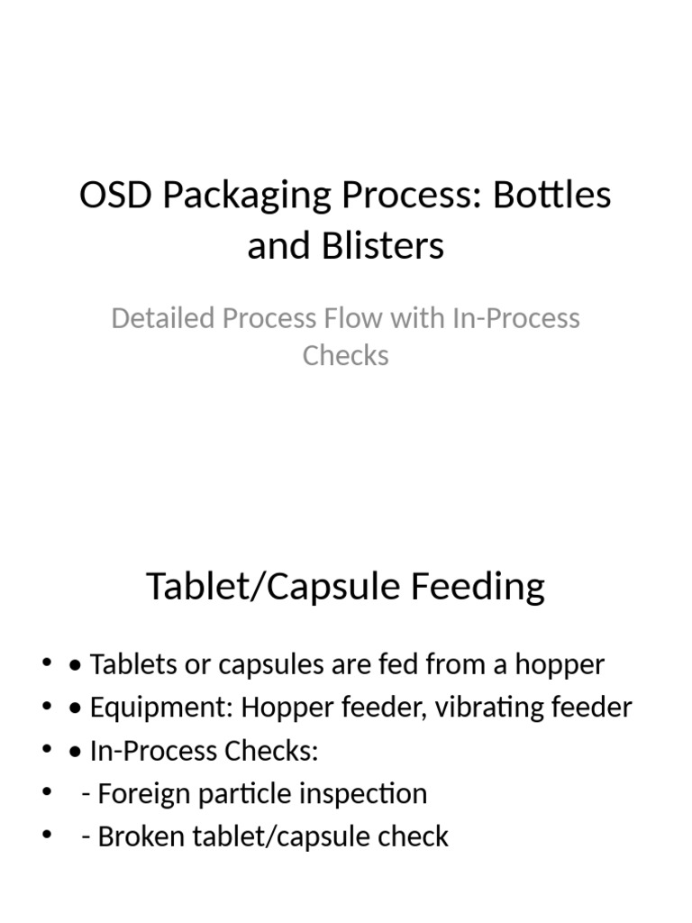 OSD Packaging Process Bottle Blister | PDF