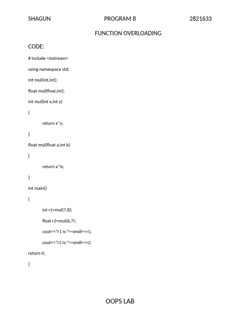 Function Overloading | PDF
