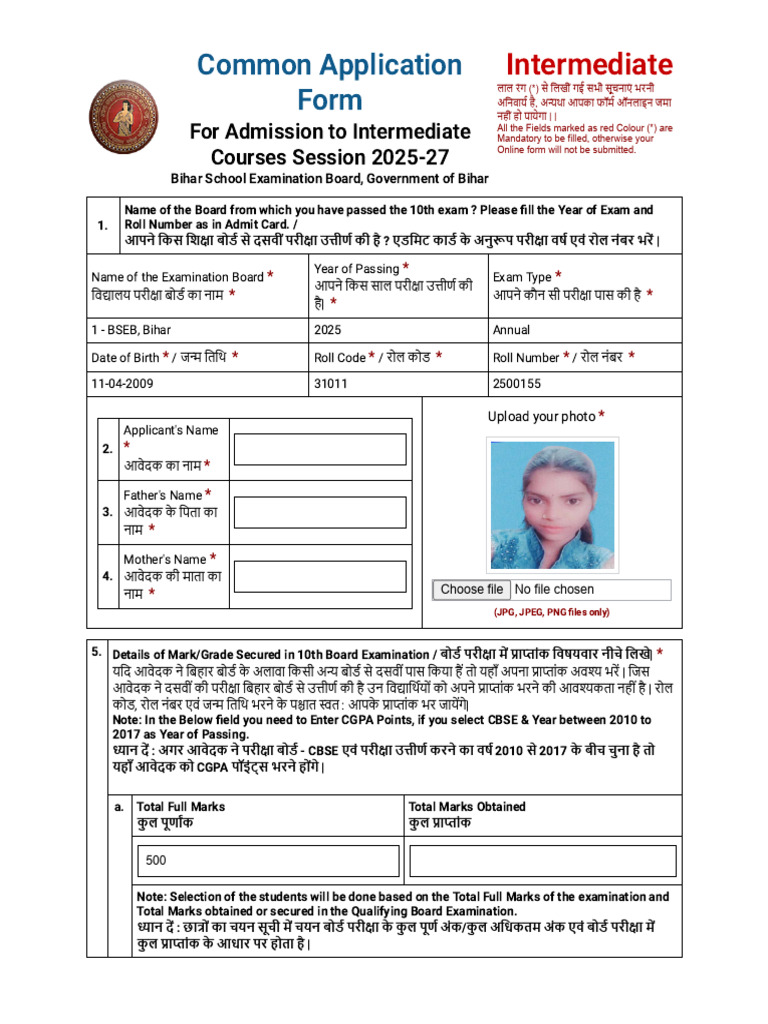 Common Application Form | PDF