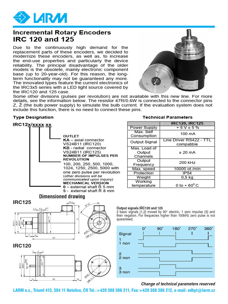 Incrementa Rotary Encoders Irc120 125 | PDF | Power Supply | Electrical Connector