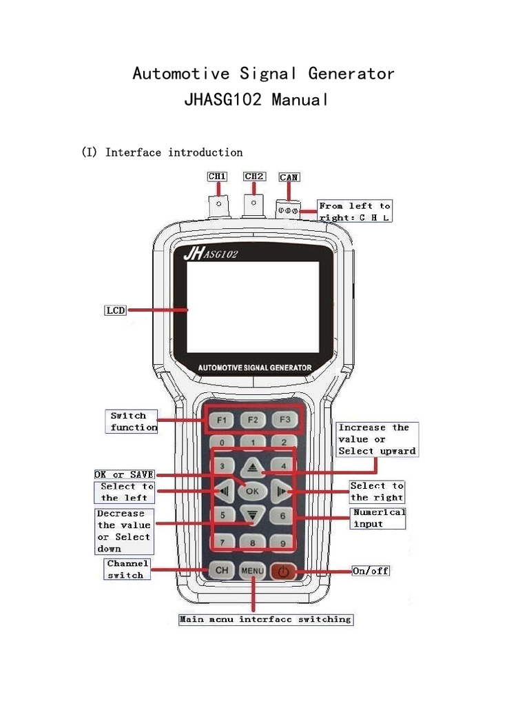 Automotive Signal Generator Asg-102汽车信号发生器说明书 | PDF | Amplitude | Sine Wave