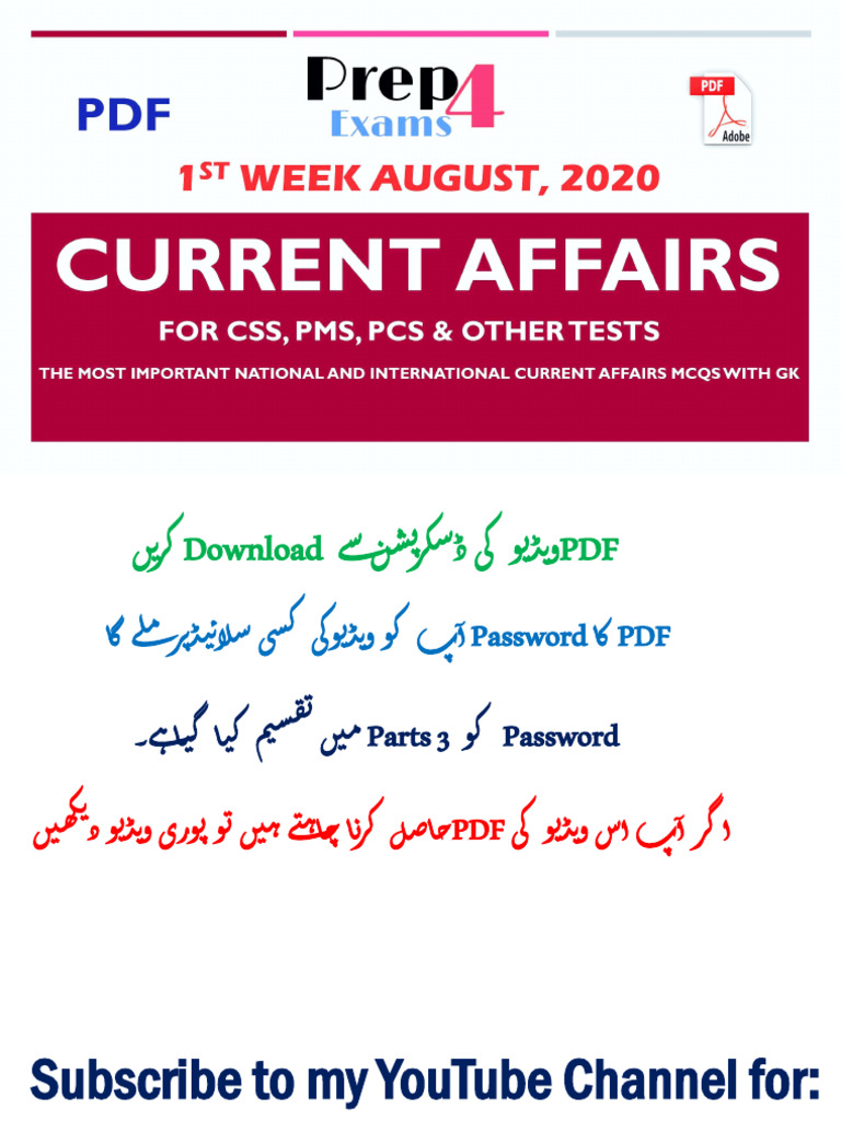August 1st Week Current Affairs 2020-Prep4exams | PDF | United Arab ...