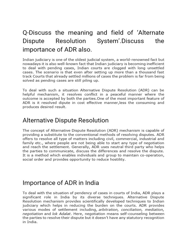 Important Questions of Arbitration N Conciliation | PDF | Legal Aid ...