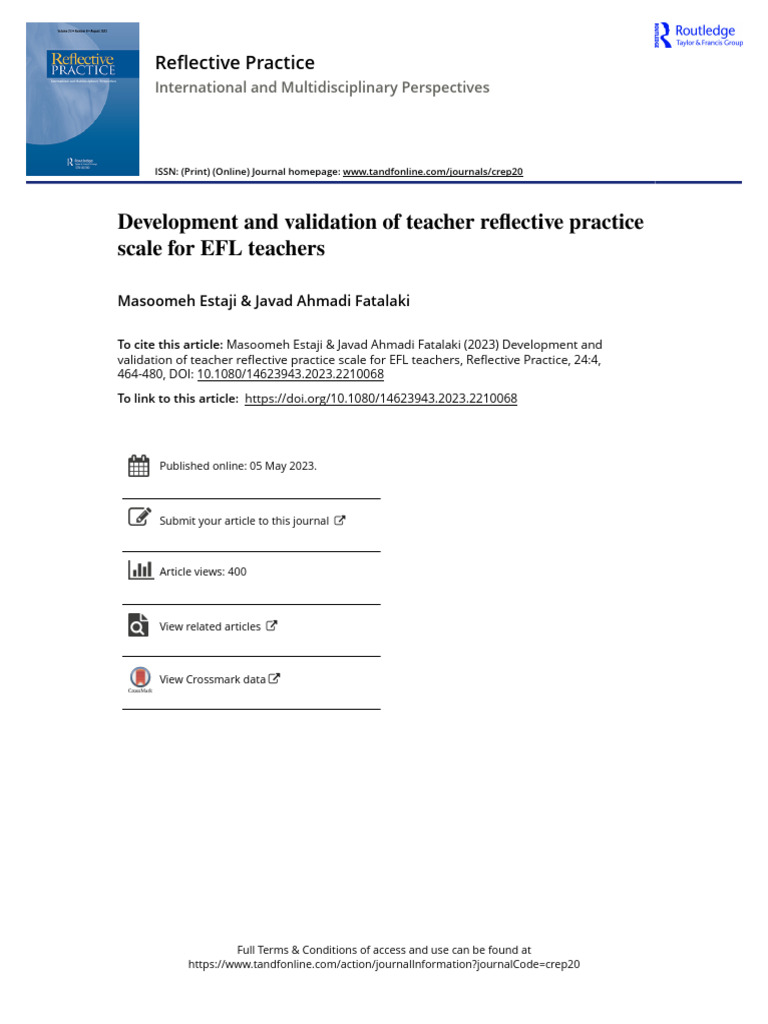 Development and Validation of Teacher Reflective Practice Scale | PDF ...