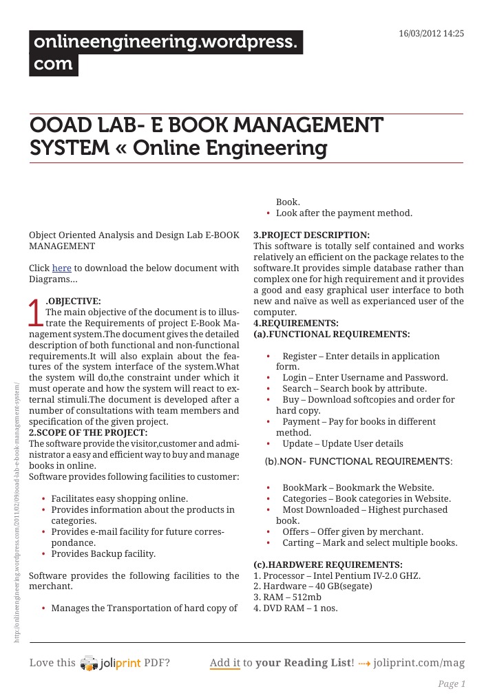 Ooad Lab e Book Management System Online Engineering | PDF | Unified Modeling Language | Use Case