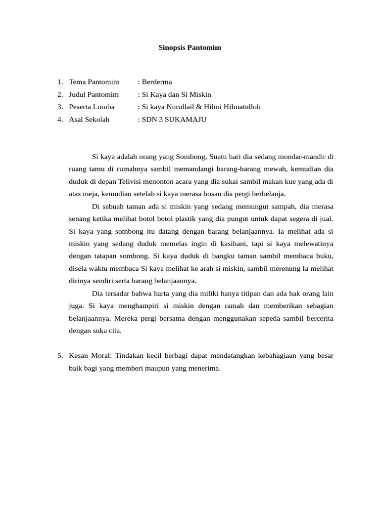 Sinopsis Pantomim | PDF