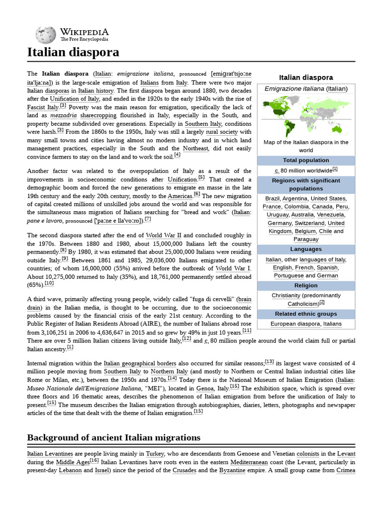 Italian_diaspora | PDF | Italian People | Italy
