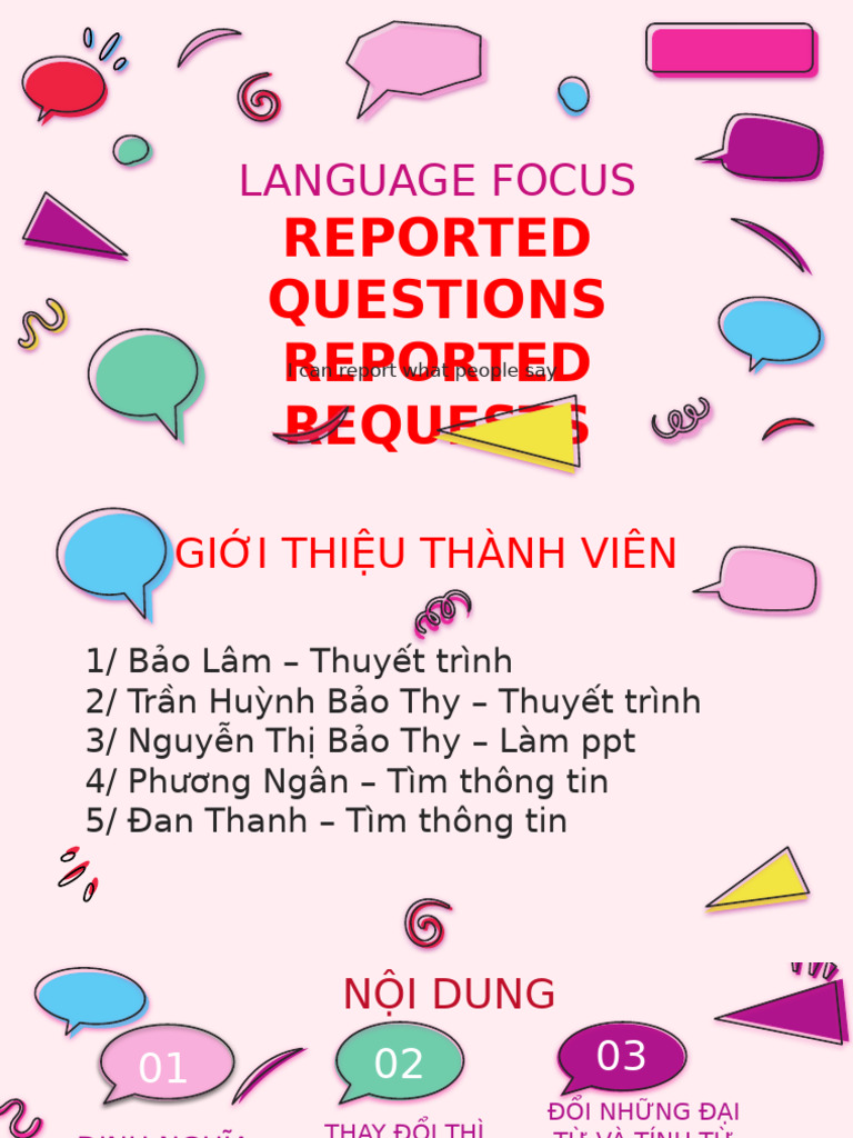 Thuyết Trình Câu Tường Thuật 9a7 | PDF