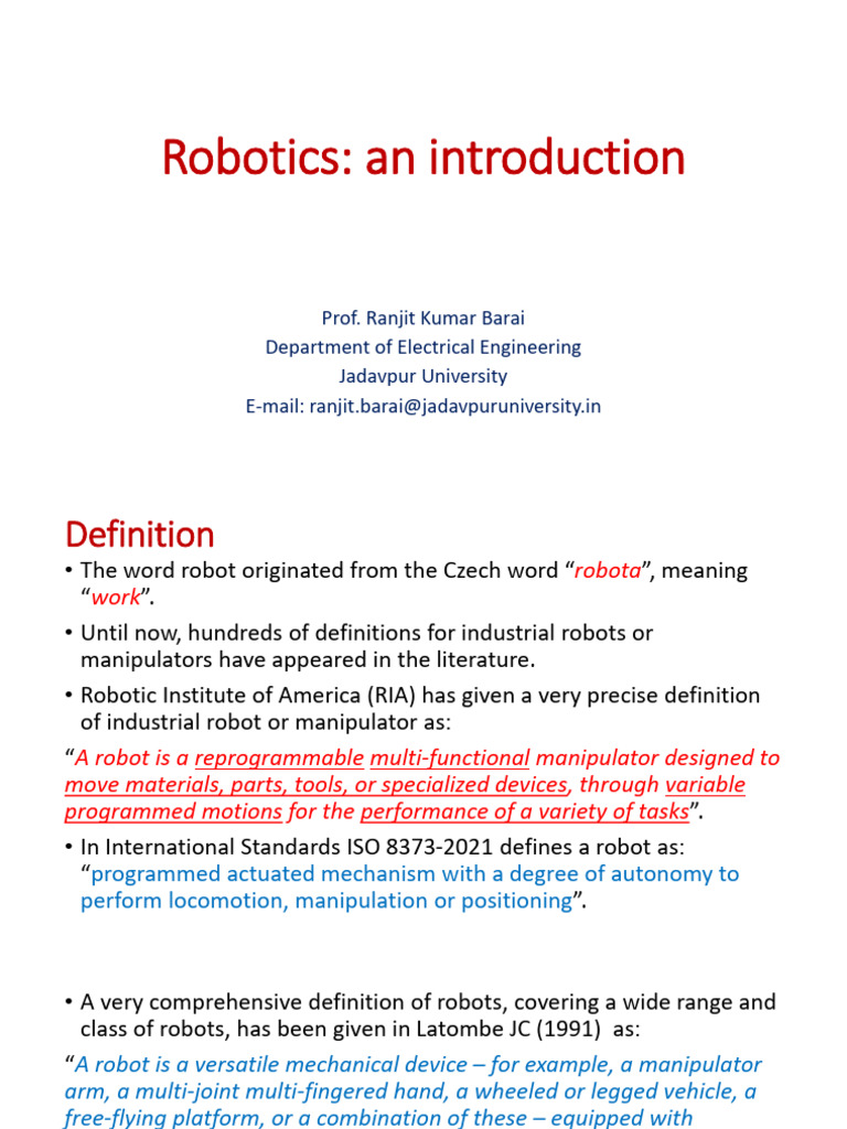 Introduction To Robotics | PDF | Robot | Robotics