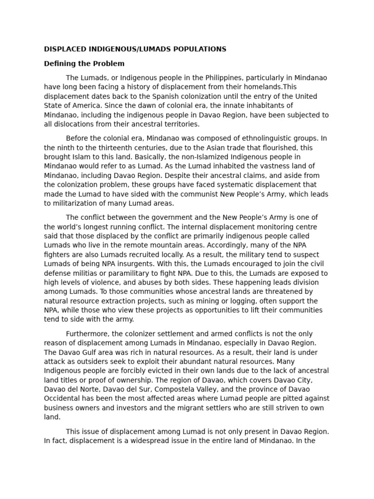 Displacement of Lumad Indigenous Peoples | PDF | Mindanao
