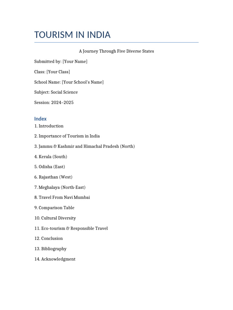 Exploring Tourism in India | PDF