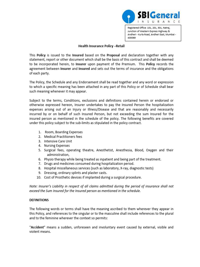 Health Insurance Policy - Retail_2013-2014 | PDF | Insurance | Hospital