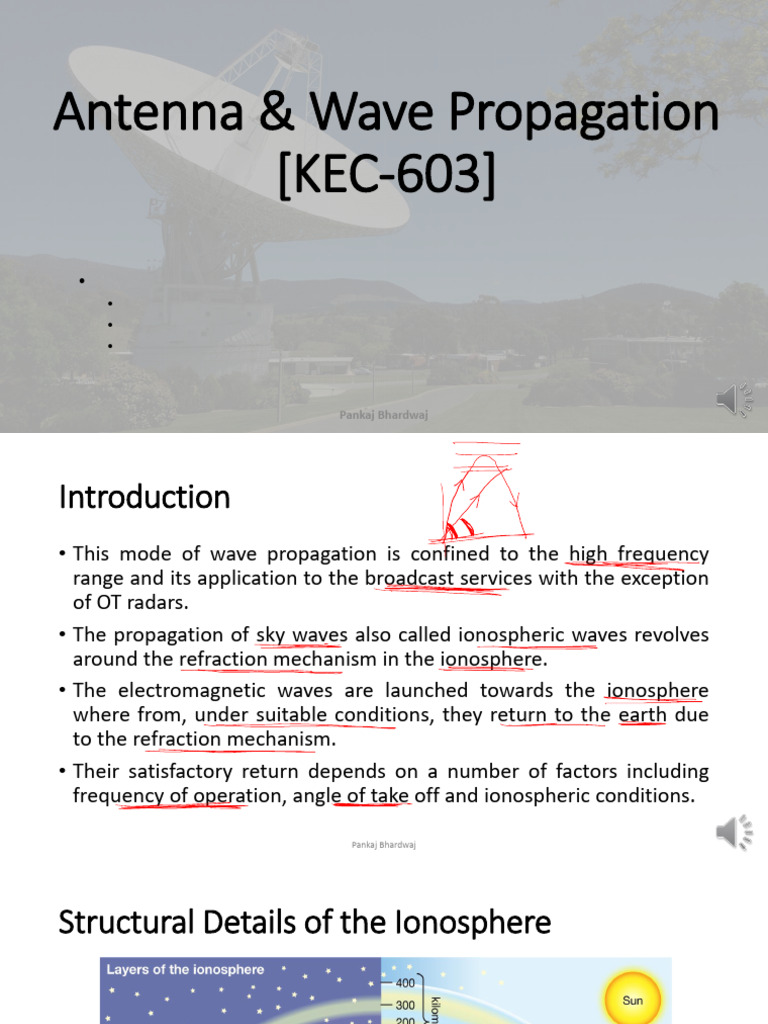 KEC603 Antenna Unit 5 Sky Wave Propagation Ionosphere Refraction and ...