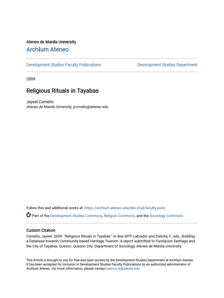 Religious Rituals in Tayabas | PDF | Festival | Manila