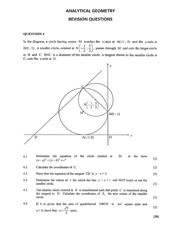 Analytical Geometry Exam Questions | PDF