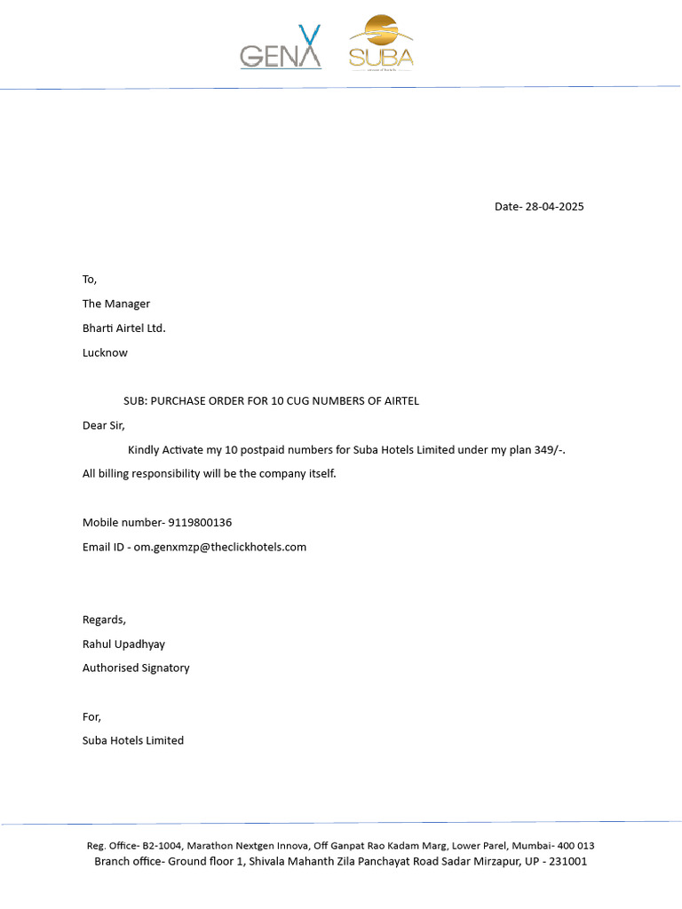 Suba Genx Letter head | PDF