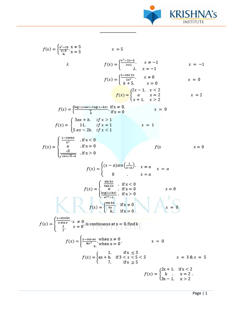 Continuity & Differentiability-1 | PDF