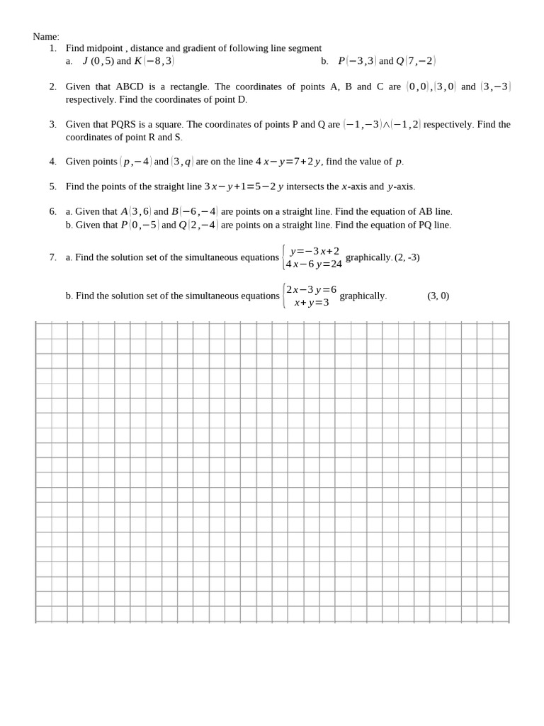 Rectangular Coordinates and Graphical Solution Revision | PDF