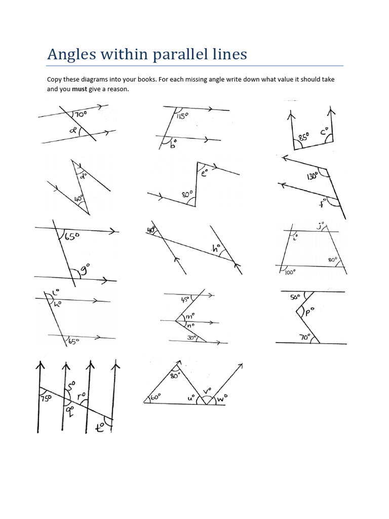 Angles Within Parallel Lines | PDF
