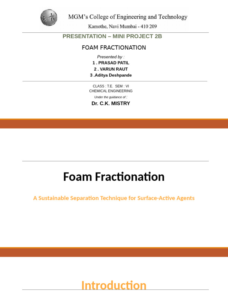 Foam Fractionation | PDF | Adsorption | Foam