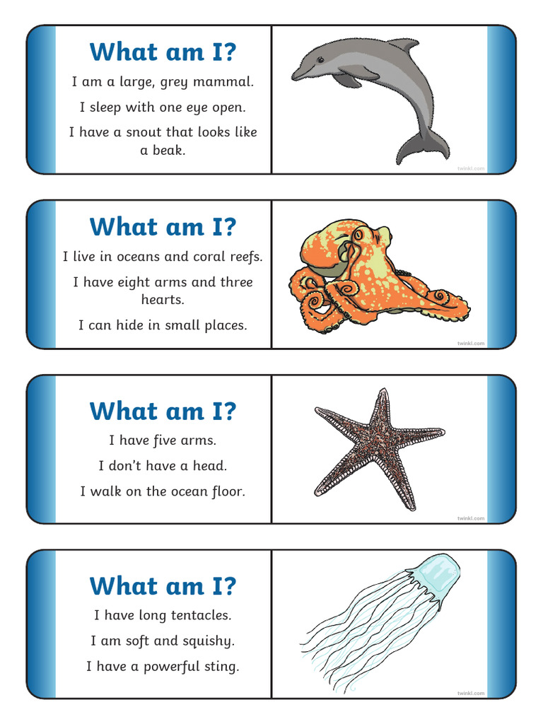 T TP 1691654840 What Am I Sea Creature Themed Guessing Game - Ver - 2 | PDF
