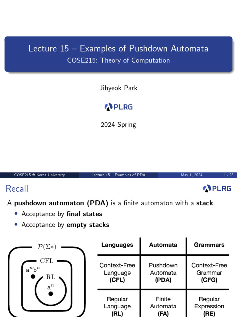 Pda Example | PDF | Automata Theory | Metalogic