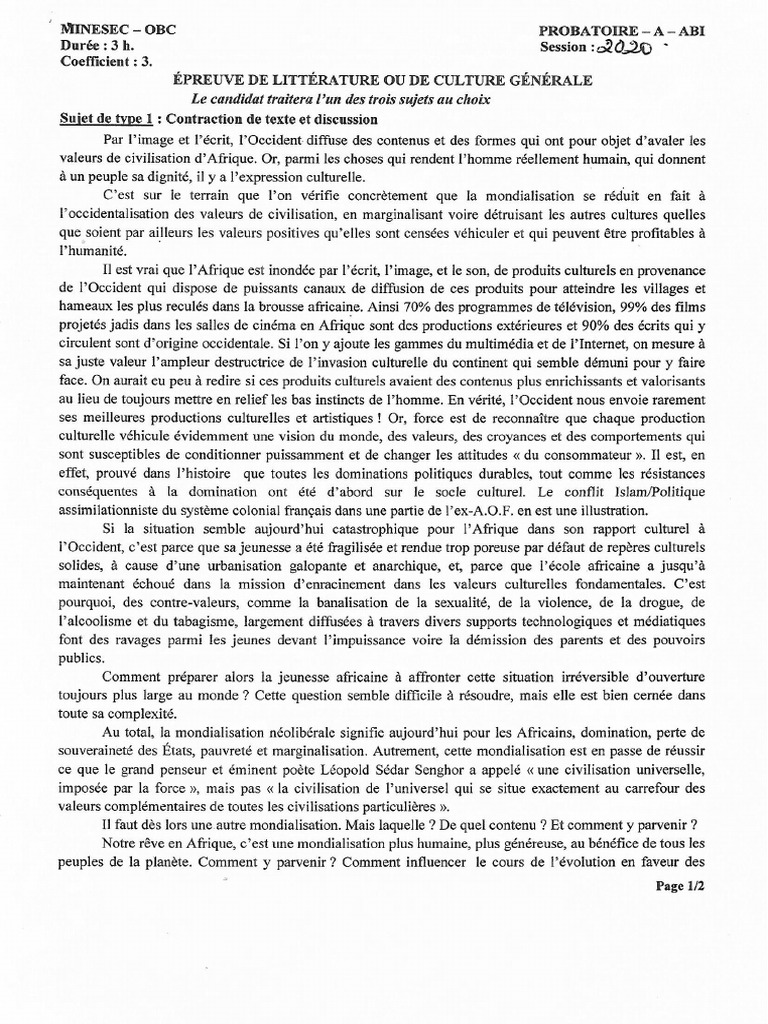 orniformation-épreuve-littérature-prob-A4-ABI-session 2020 | PDF