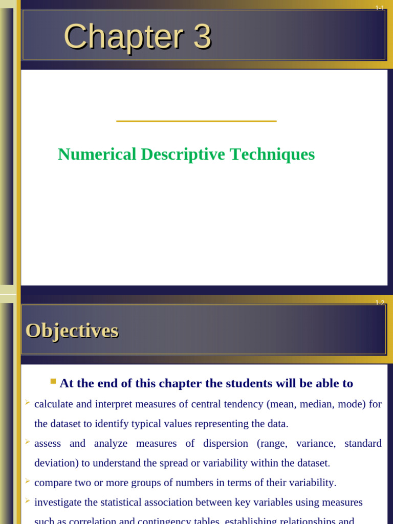 Chapter 3 Statistical Description of Data | PDF | Variance | Statistics