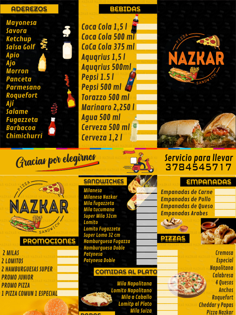Nazkar MENU 1 | PDF | Alimentos | Cocina