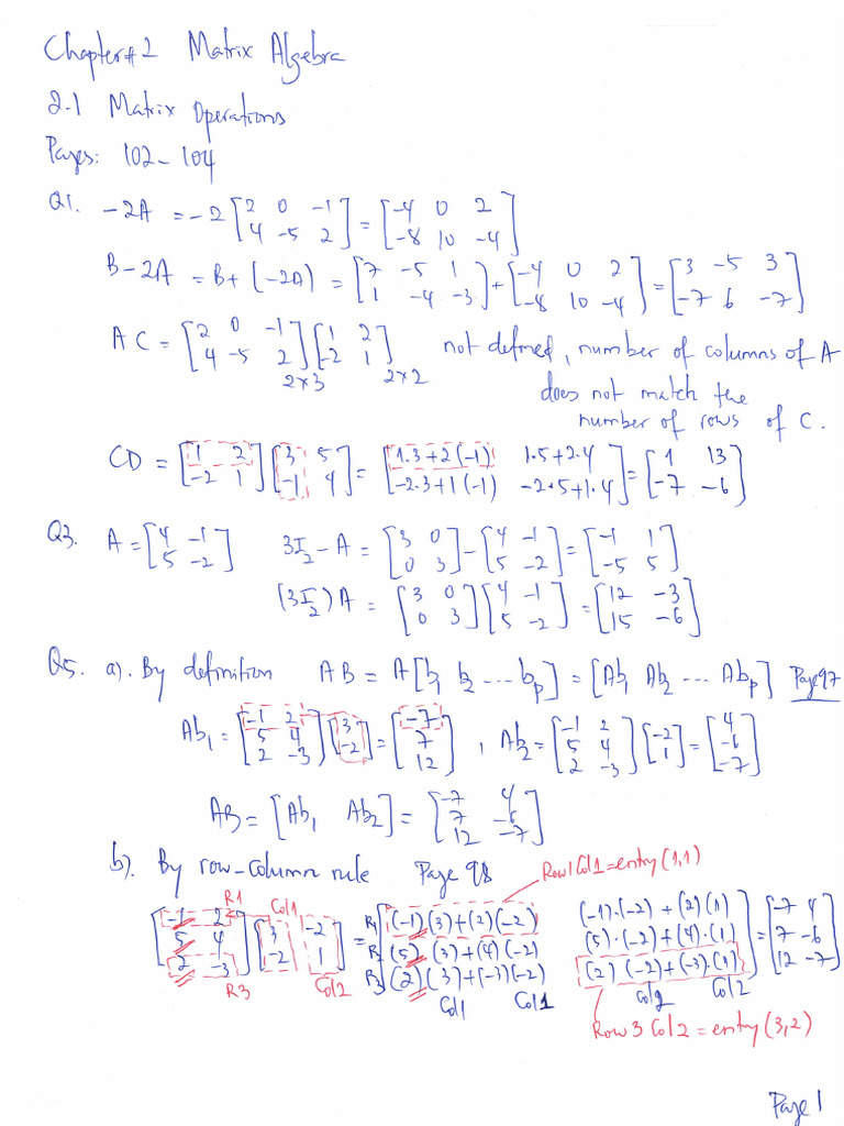 Chp2 - Section2.1 - Matrix Operations | PDF