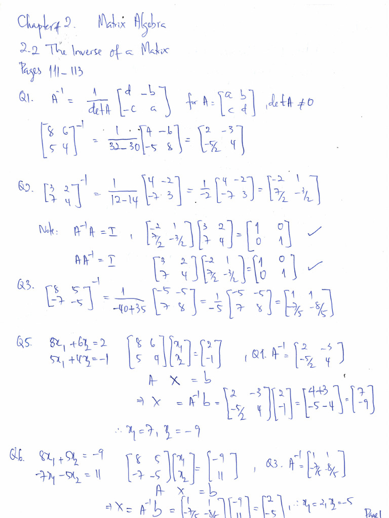 Chp2_Section2.2_The invese of a matrix | PDF