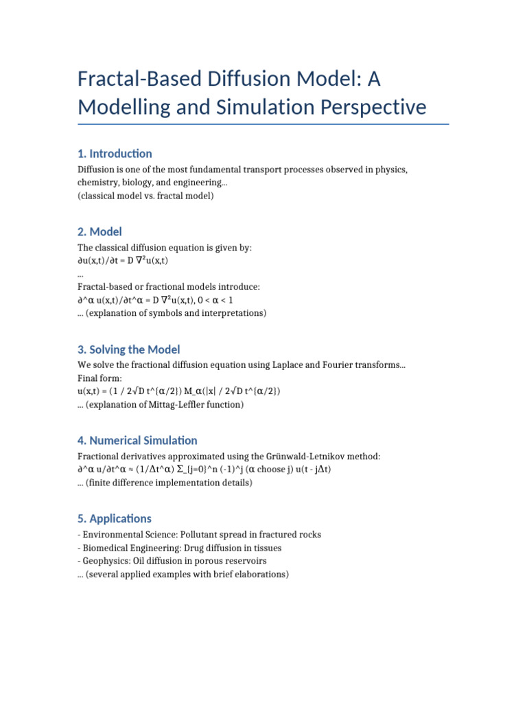 Fractal Diffusion Model | PDF