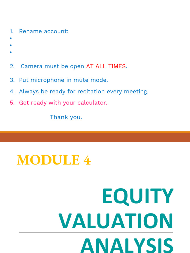 Module 4 Equity Valuation Models | PDF | Book Value | Valuation (Finance)